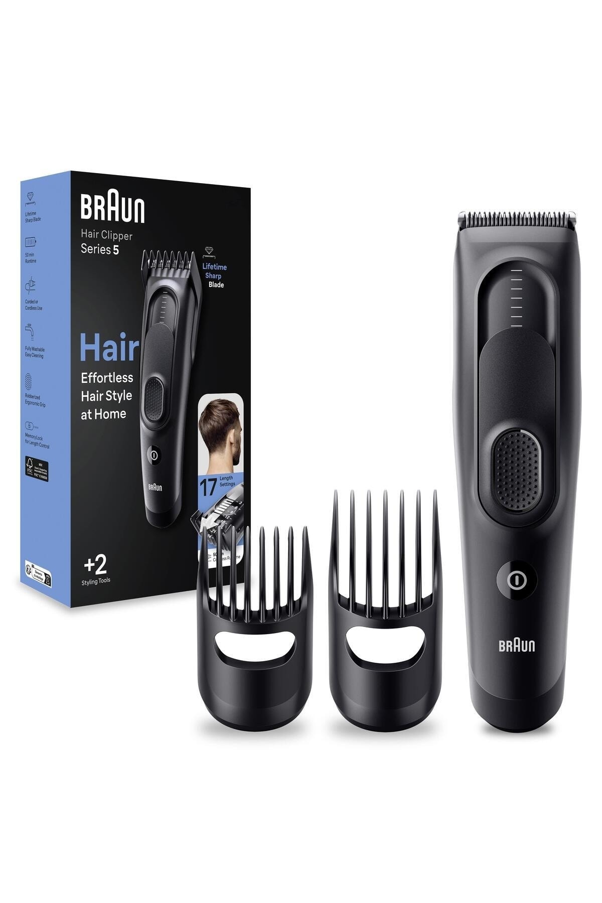 Braun Series 5 HC5330, Erkekler İçin 17 Uzunluk Ayarına Sahip Saç Kesme ...