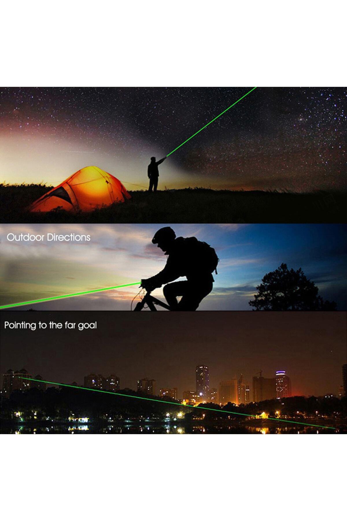 JUNGLEE ŞARJLI 5 BAŞLIKLI YEŞİL LAZER 100mW 532nm 8KM MENZİL GREEN ...