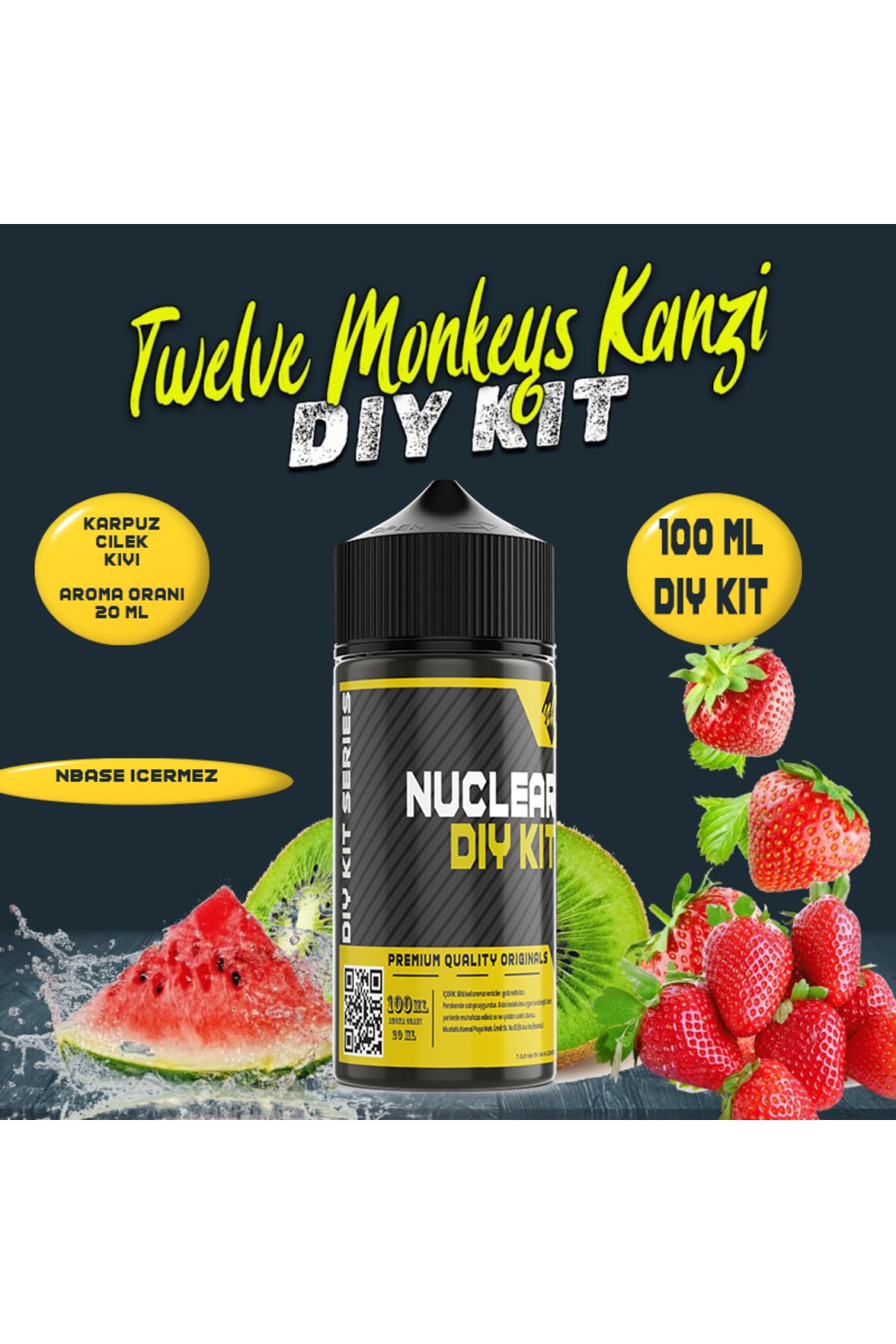 Nuclear Kimya Twelve Monkeys Kanzi - 100 ml Dıy Kit ŞİŞEDE SADECE 20 ML AROMA VARDIR HAZIR ...