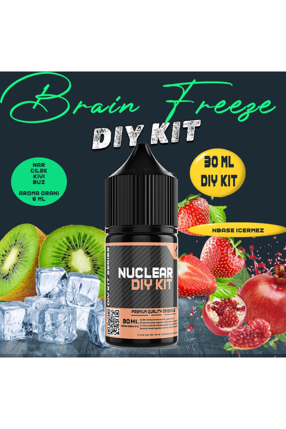 Nuclear Kimya Naked Brain Freeze - 30 ml Dıy Kit (ŞİŞEDE SADECE 6 ML AROMA VARDIR HAZIR DEĞİLDİR ...