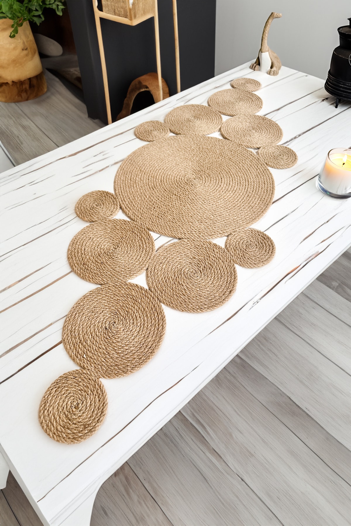 Homever 120x50cm Hasır Jüt Halat Salon Mutfak Masa Örtüsü / Runner ...