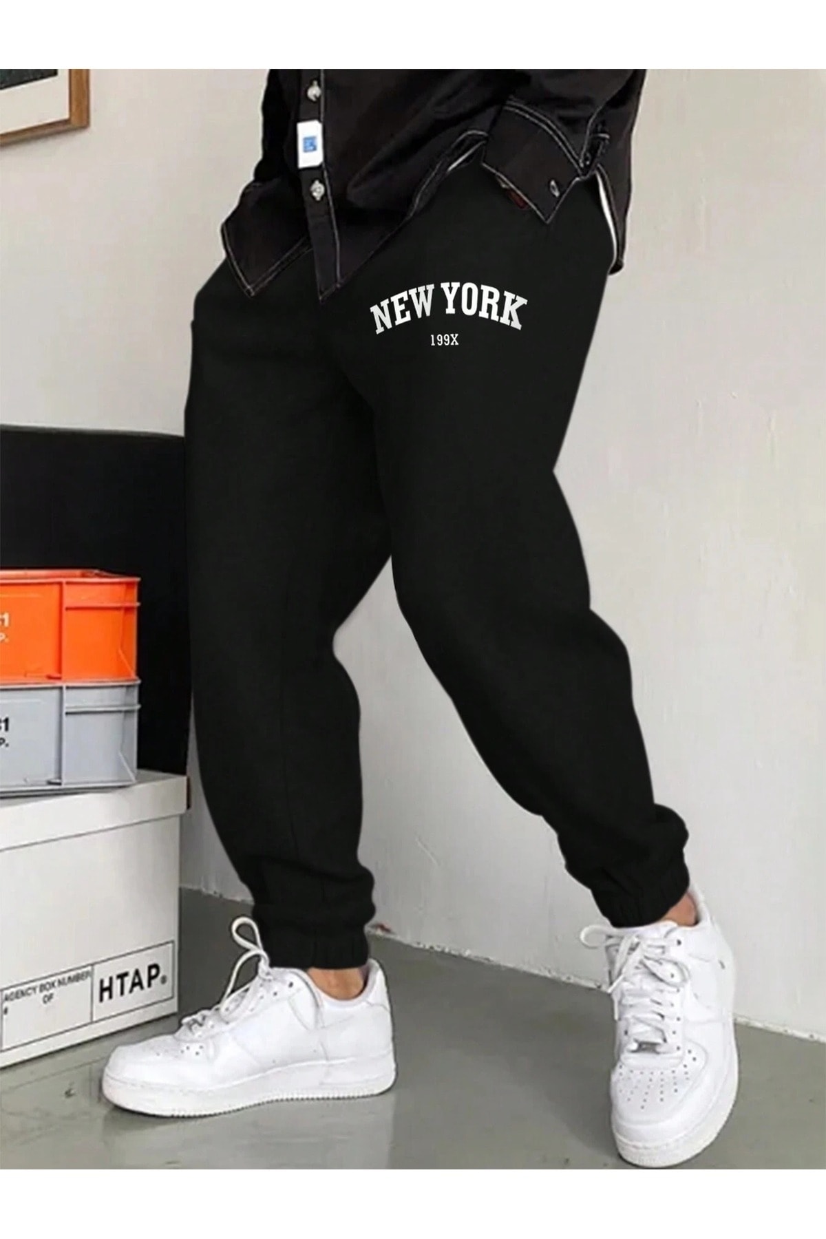 DUBU BUTİK New York 199x Eşofman Altı Jogger - Siyah Baskılı Lastik ...