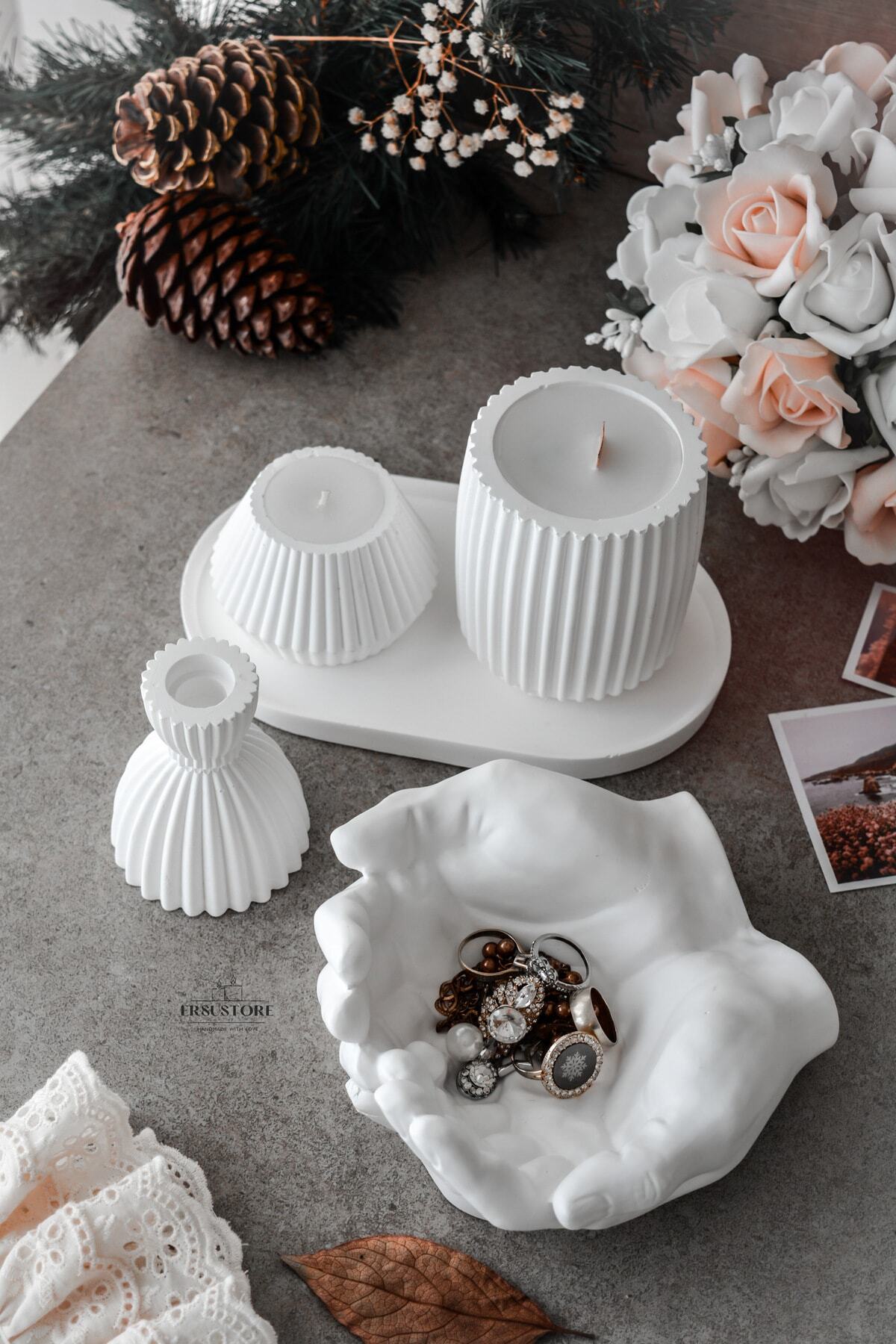 ersustore Tasarım Dekoratif Şamdan Soya Wax Bardak El Obje Takı Ve Mum Takımı Seti Fiyatı ...