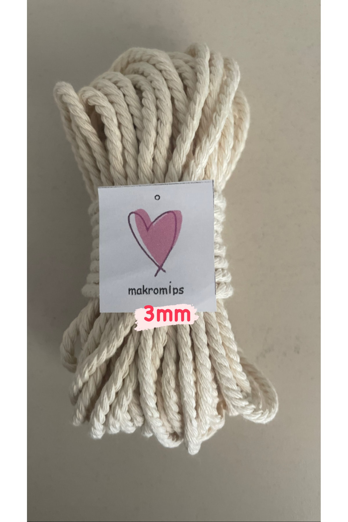 Makromİps MAKROME İP 3 mm-10 metre PAMUK HALAT BURGULU BÜKÜMLÜ BÜKLÜMLÜ ÖRGÜ HOBİ İPİ Fiyatı ...