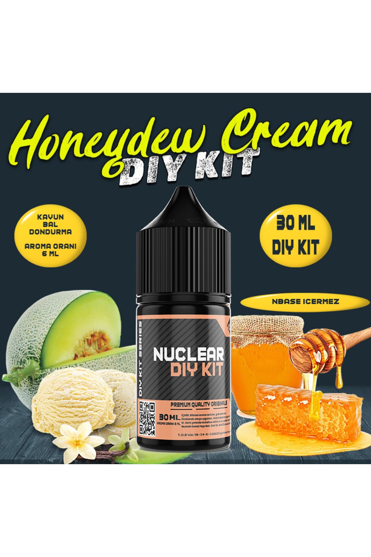 Nuclear Kimya Honeydew Cream- 30 ml Dıy Kit (ŞİŞEDE SADECE 6 ML AROMA VARDIR HAZIR DEĞİLDİR ...