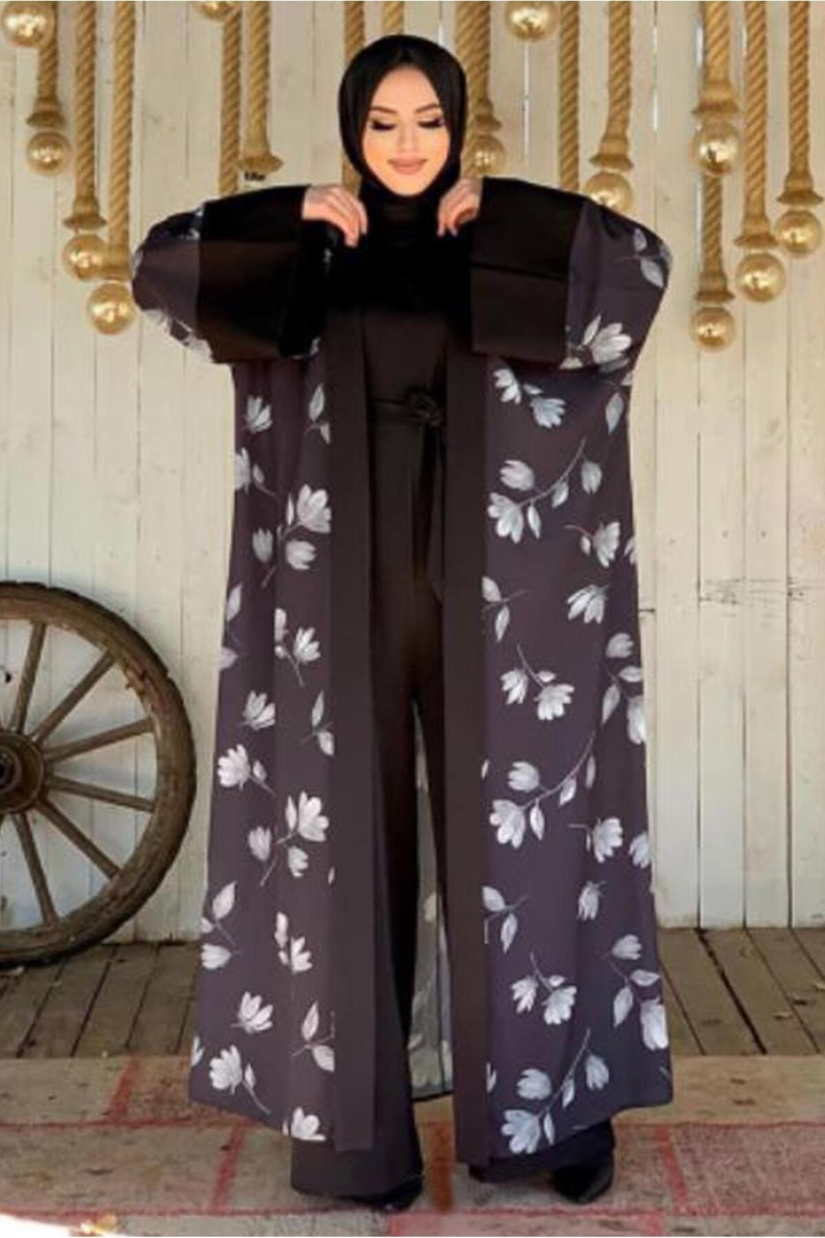 TRENDTESETTÜR Kadın Siyah Çiçek Desenli Tulum Takım T 2138 Fiyatı ...
