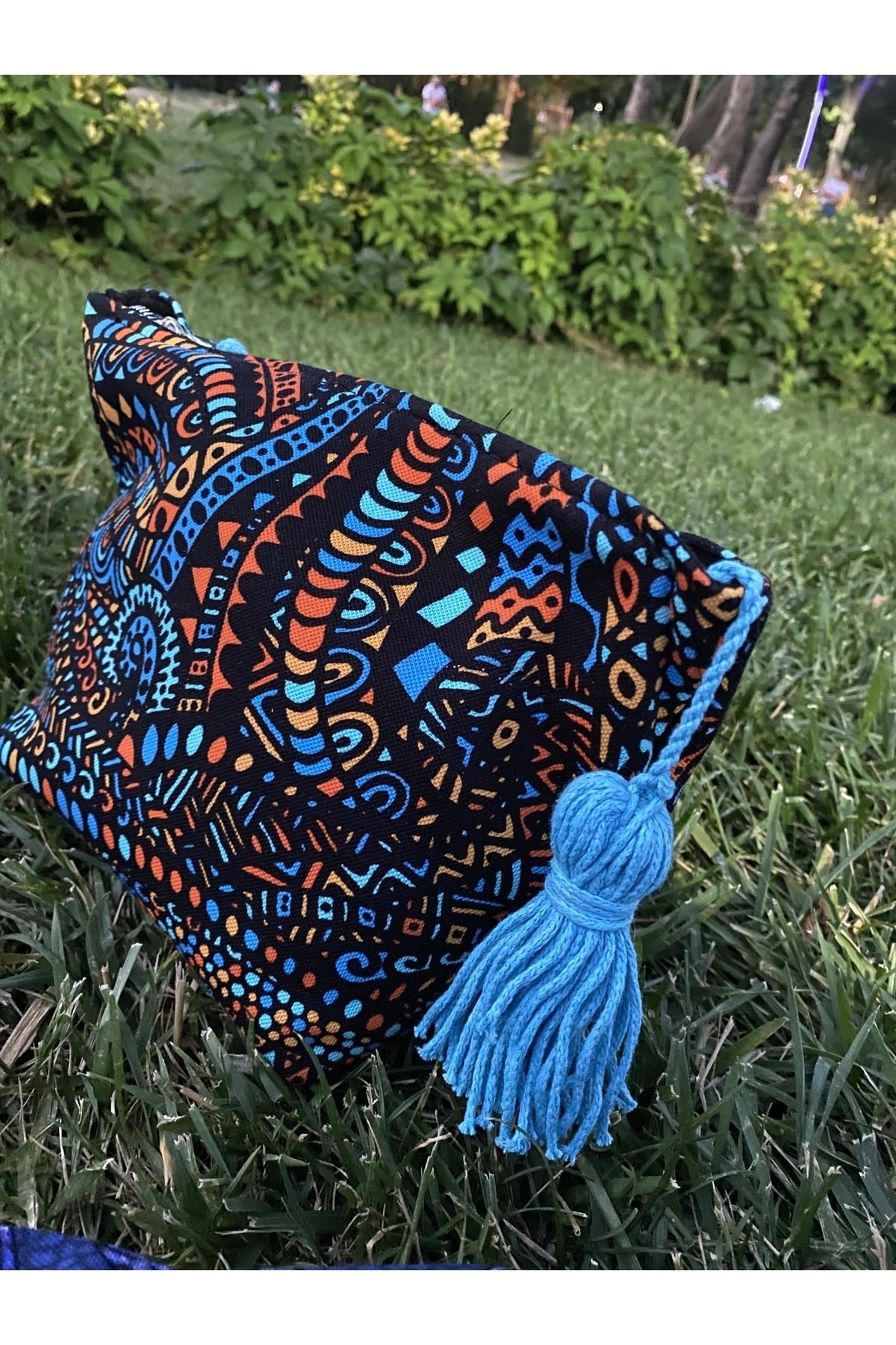 EFİLER Makyan Çantası Mavi Turkuaz Turuncu Siyah Püsküllü Fermuarlı ...