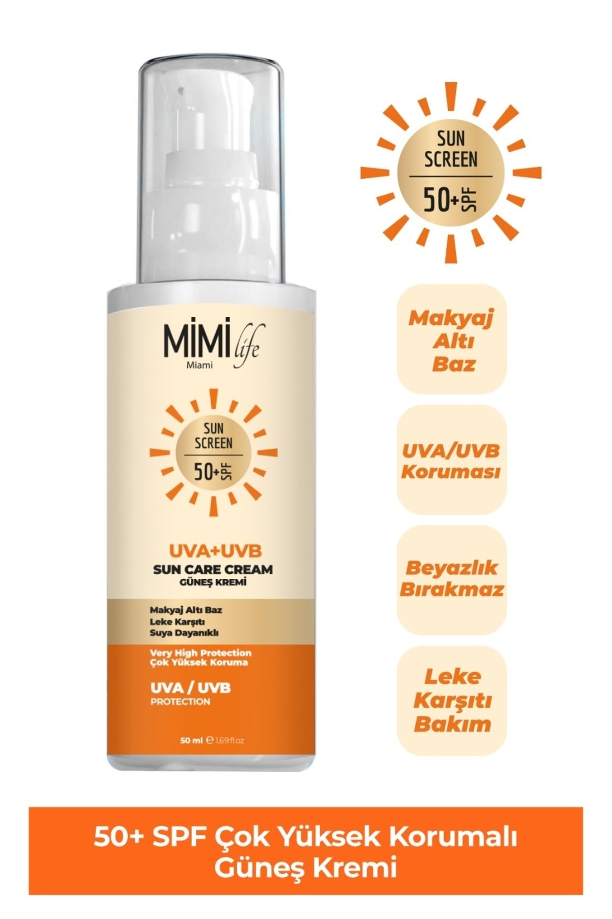 MİMİLİFE MİAMİ Leke Karşıtı 50 Spf+ Nemlendirici Yüksek Koruma Güneş ...