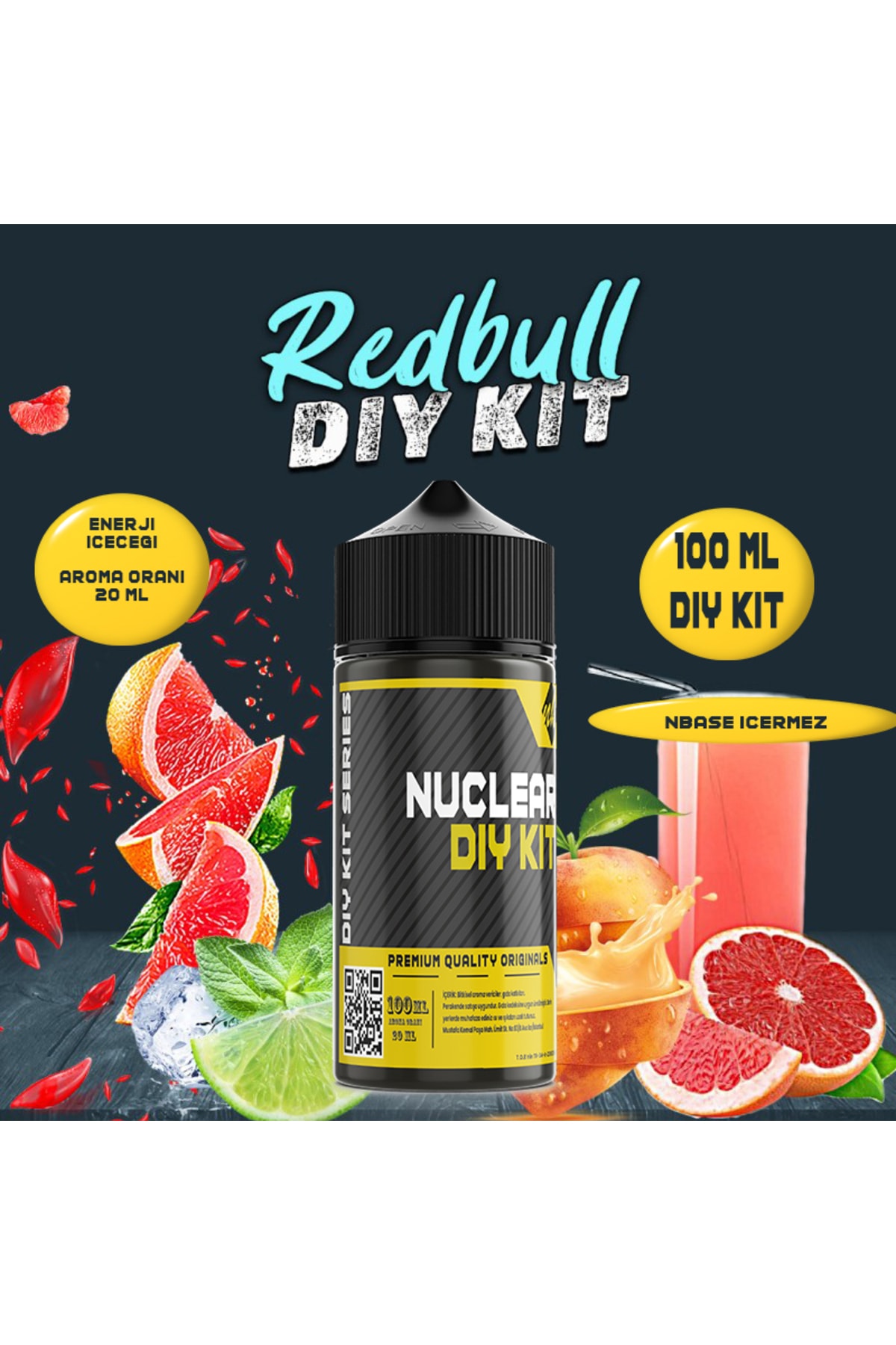 Nuclear Kimya Redbull - 100 ml Dıy Kit ( ŞİŞEDE SADECE 20 ML AROMA VARDIR HAZIR DEĞİLDİR ...