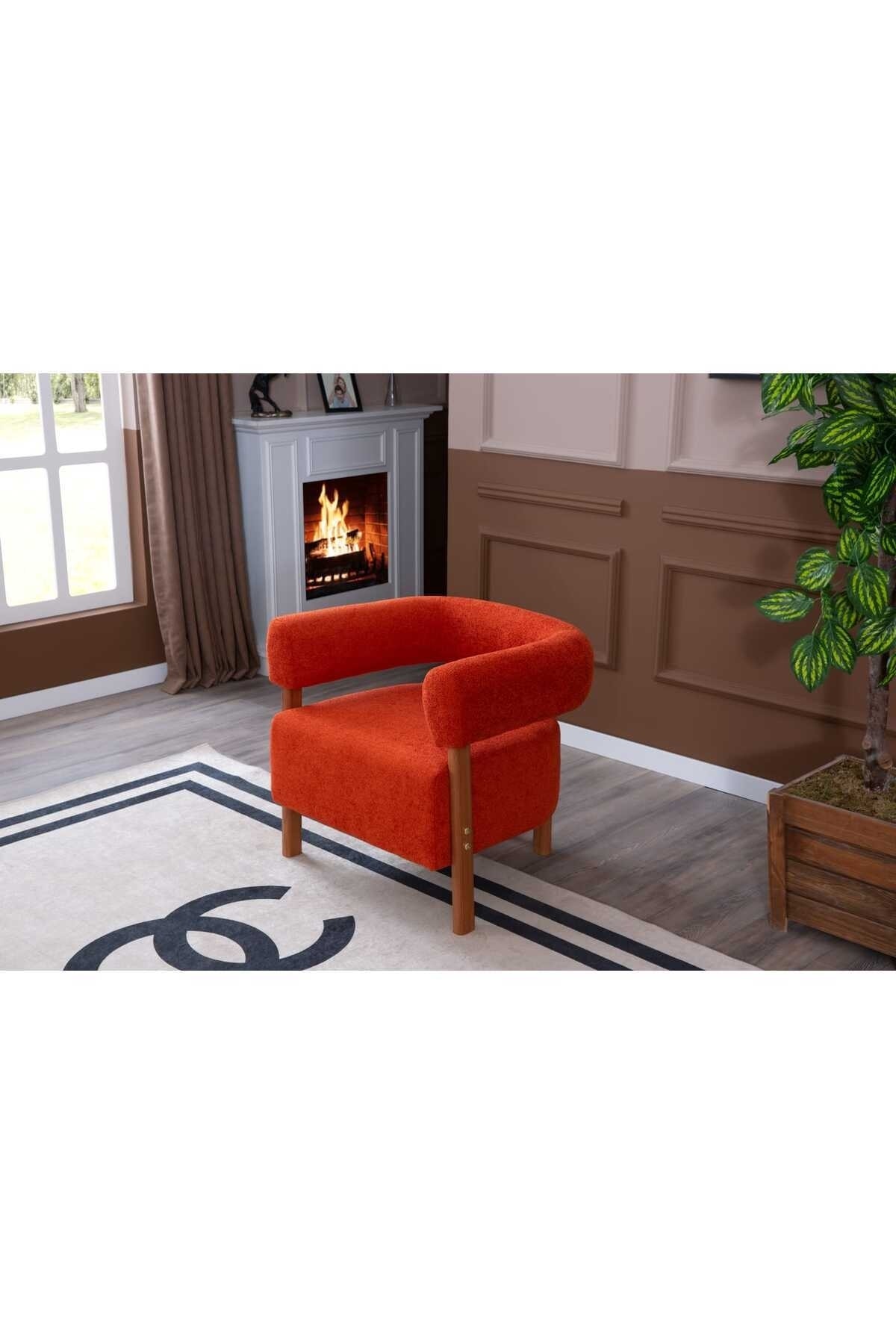 MELLMOD Sweet Mod Ahşap Ayaklı Bukle Berjer Turuncu Fiyatı, Yorumları ...