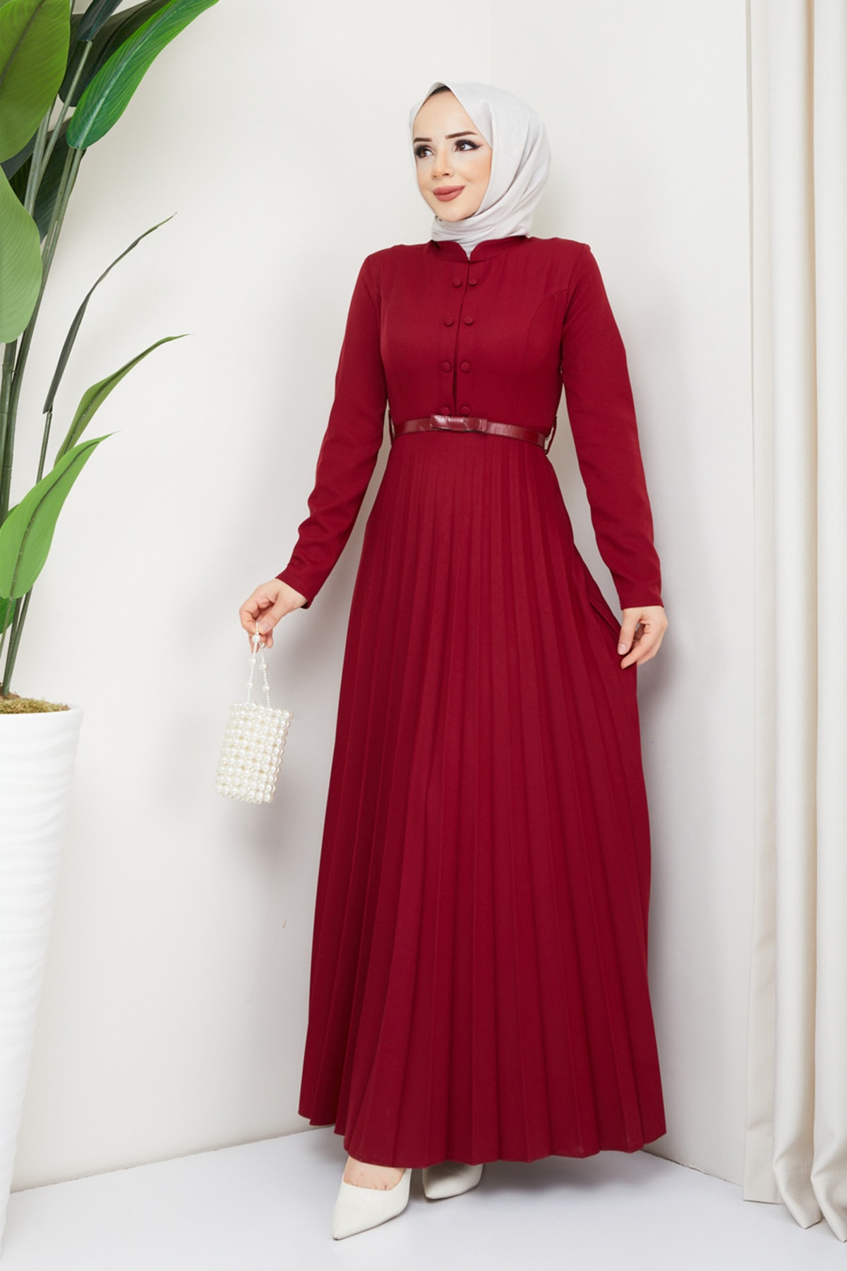 Feiza Collection Piliseli Tesettür Elbise - Bordo Fiyatı, Yorumları ...