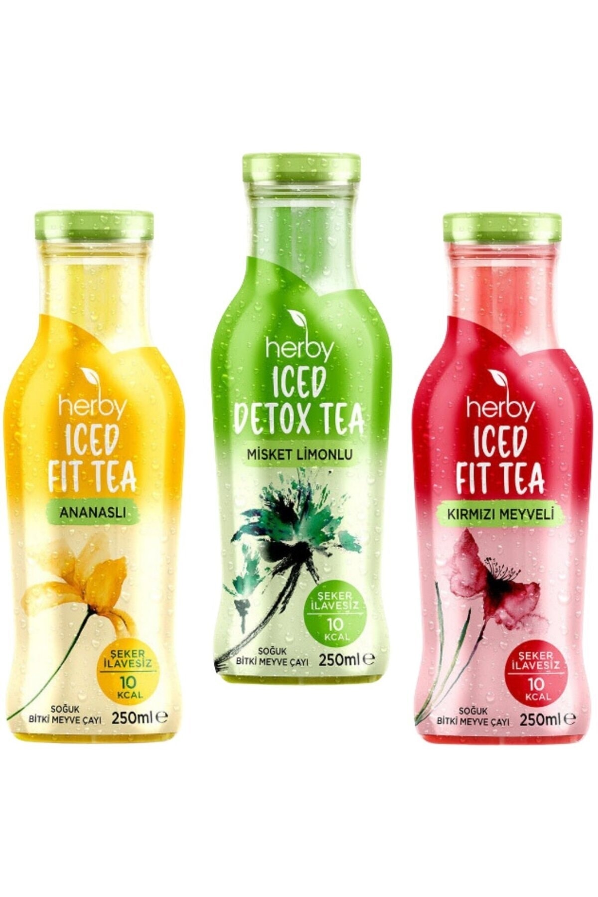 Herby ICED FIT TEA DENEME SETİ 250 ML*3(ANANAS-KIRMIZI MEYVELİ-MİSKET ...