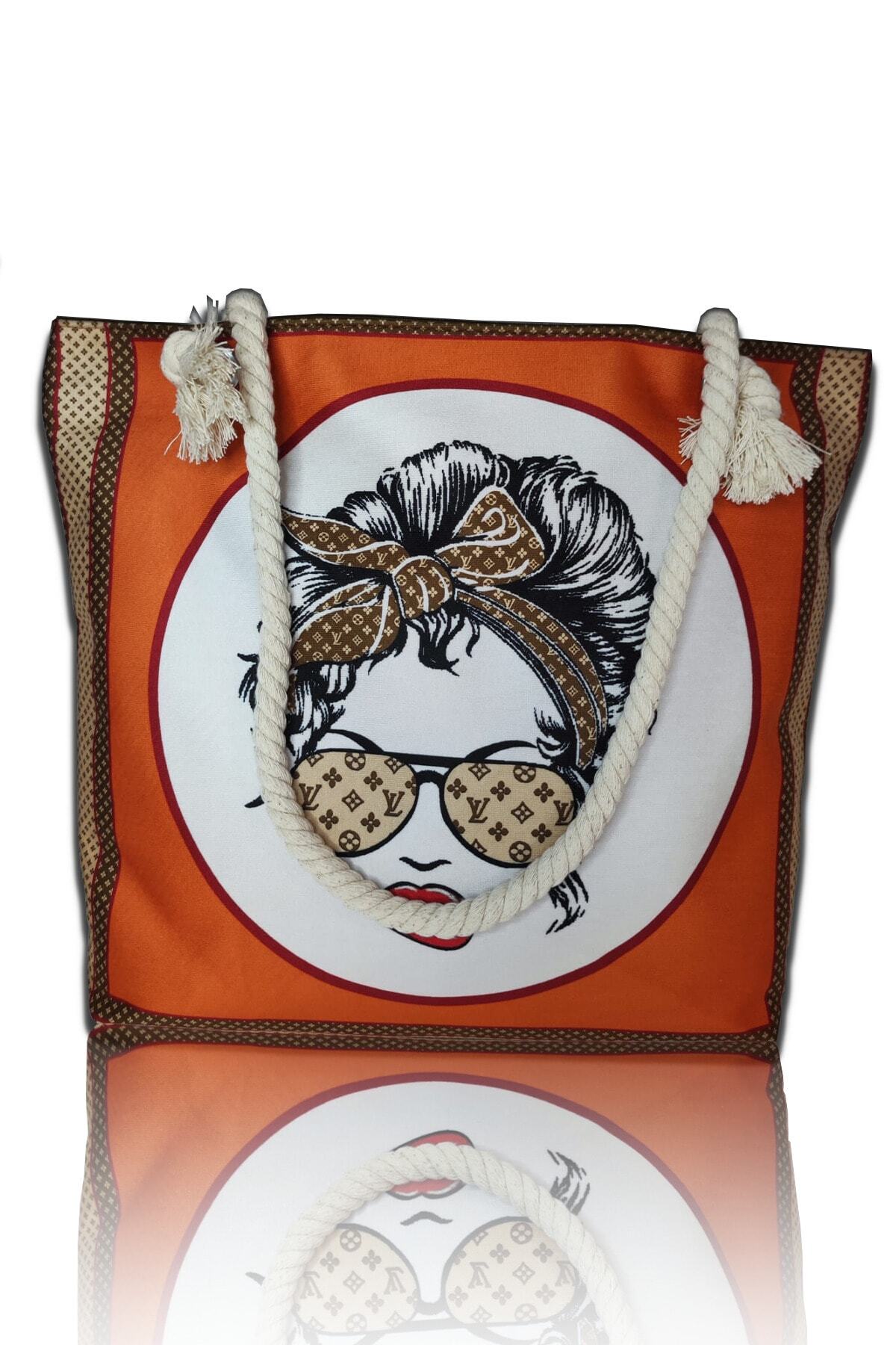 Ponea Turuncu Beyaz Baskılı Fermuarlı Su Geçirmez Astarlı Yıkanabilir ...