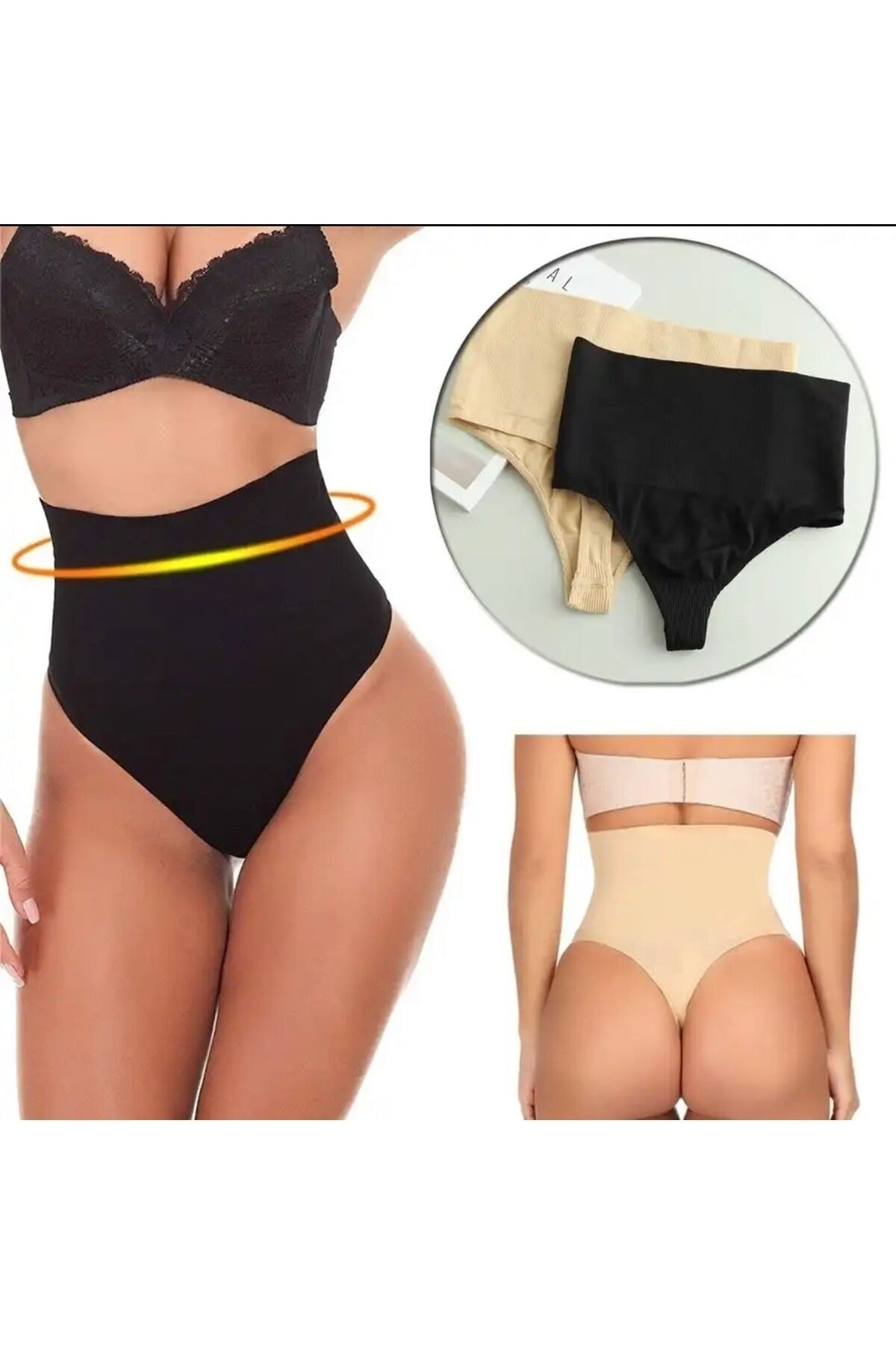 Fitsauna Dikişsiz Toparlayıcı Ve Sıkılaştırıcı Lazer Kesim Yüksek Bel String Korse Tanga Korse ...