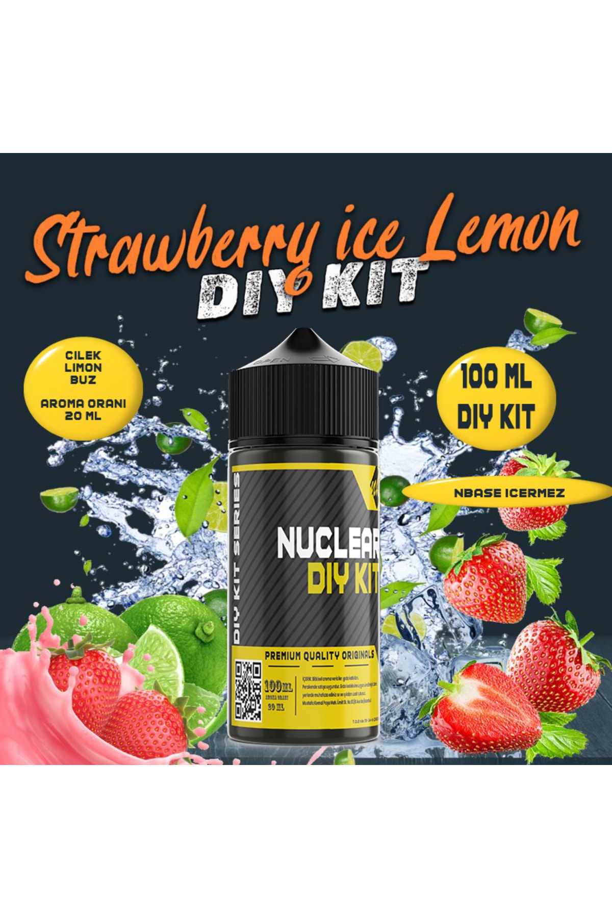 Nuclear Kimya Strawberry İce Lemon 100 ml Dıy Kit ( ŞİŞEDE SADECE 20 ML AROMA VARDIR HAZIR ...