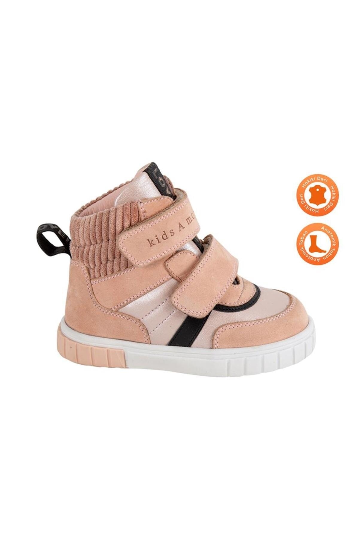 kids A more Coolest Fitil Kadife Detaylı Deri Kız Çocuk Bot Pudra ...