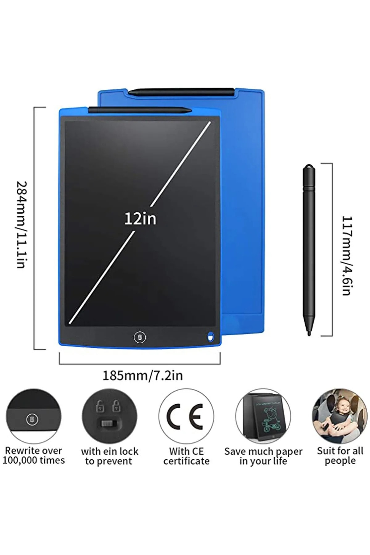 whitetech Drawing Tablet with Digital Pen 12 Inc Writing Lcd Graphic ...