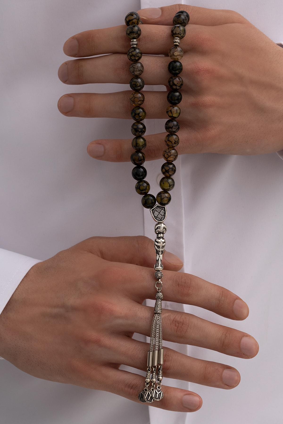 OSMANLI GÜMÜŞ Doğal Taşlı Tespih - Akik Taşlı Doğal İri Taşlı Tesbih ...