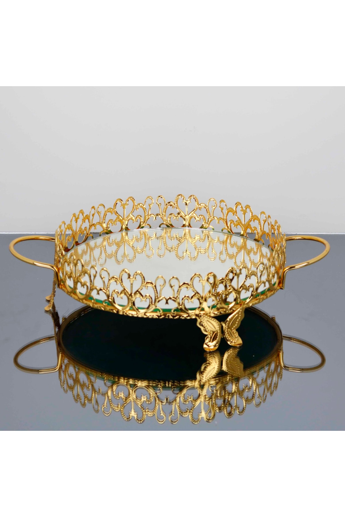 İnova Home Decor Asel Gold - Gümüş Yuvarlak Aynalı Sunum - Tepsisi ...