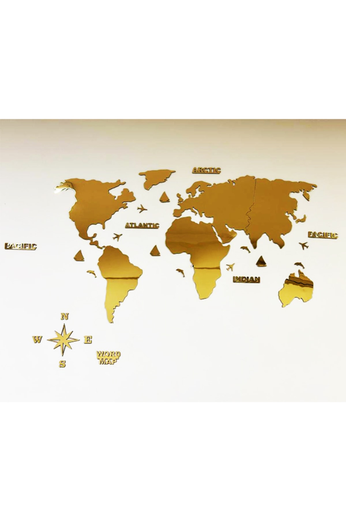 HYL Gold 2D Dünya Haritası World Map Gold Pleksi Harita - Fiyatı, Yorumları