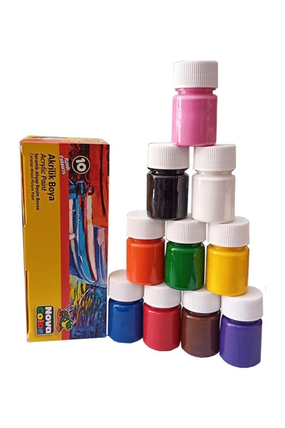 nova color Akrilik Boya 10 Renk 30 ml 1 Paket Akrilik Boya Seti 10 lu ...