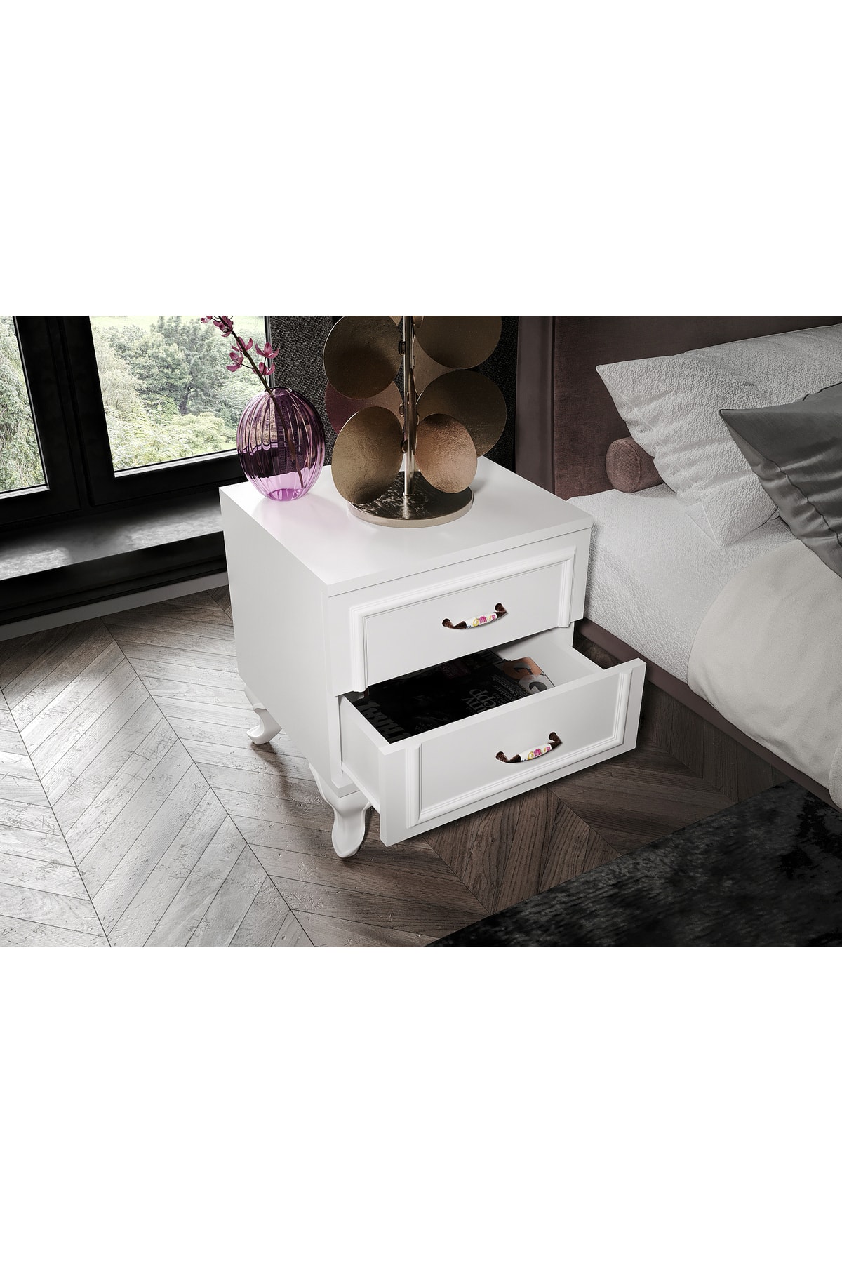 WENCE Kartopu 2 Çekmeceli Country Komodin - Tamamı 1. Kalite MDFLAM ...