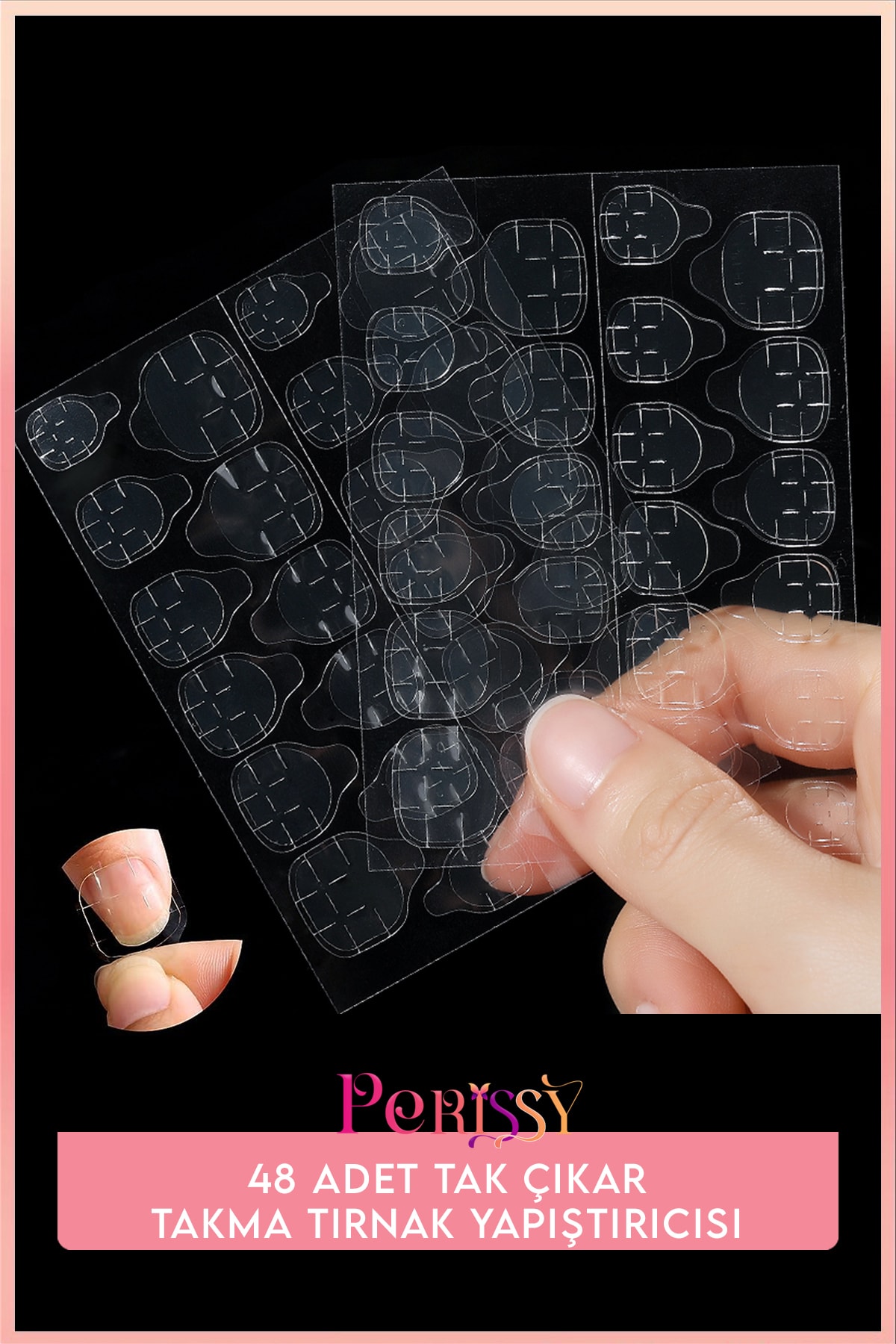 Perissy 48 Adet Tak Çıkar Sticker Takma Tırnak ve Protez Tırnak ...