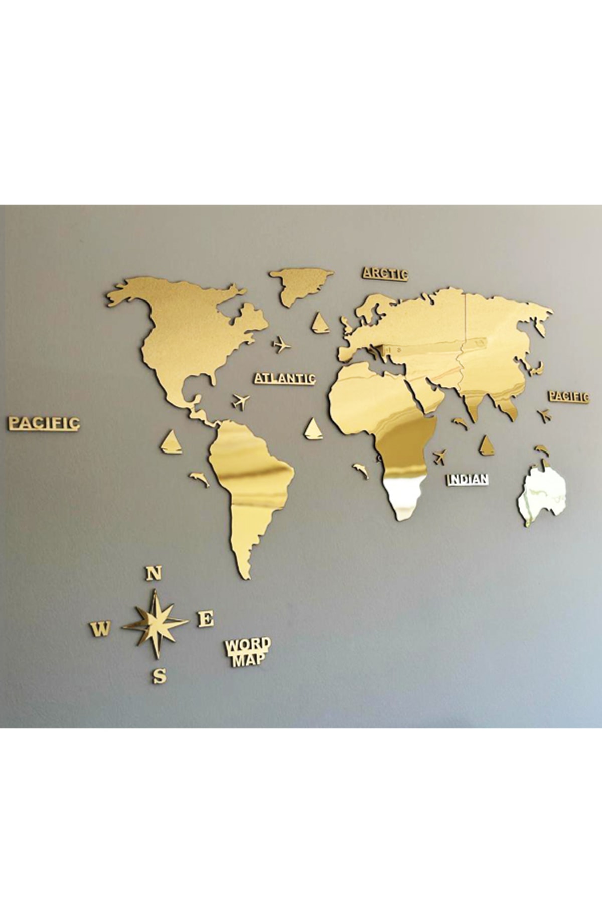 HYL Gold 2D Dünya Haritası World Map Gold Pleksi Harita - Fiyatı, Yorumları