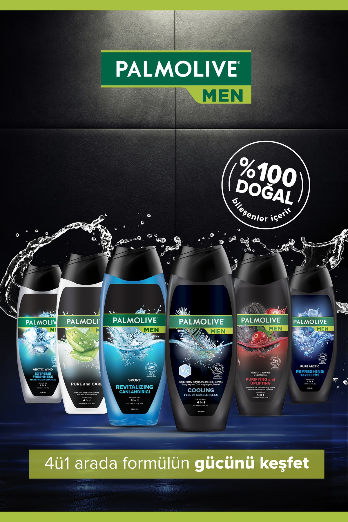 Palmolive Men Pure Arctic 4ü1 Arada Erkek Duş Jeli ve Şampuan 500 ml x2 ...