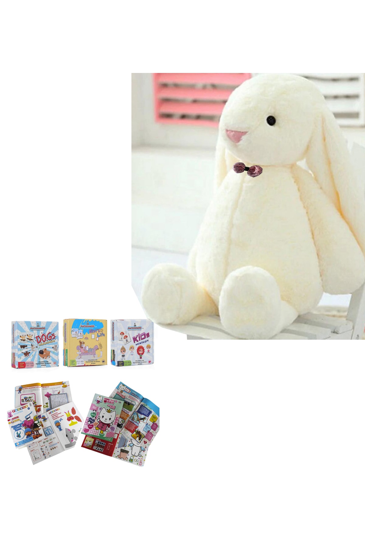 Solemia Uyku Arkadaşım PAPYONLU Uzun Kulak 65 cm Peluş Tavşan ve ...