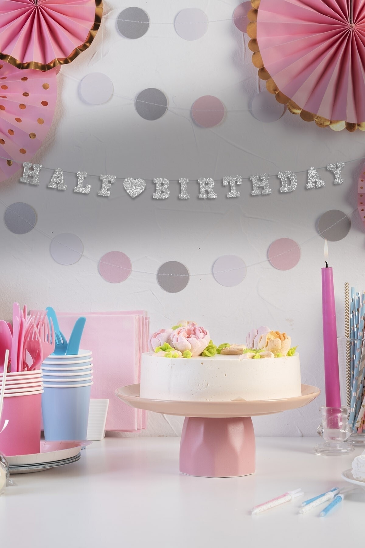 Artikel Gri Half Birthday Yazılı Banner, Yarım Yaş Partisi, Doğum Günü ...