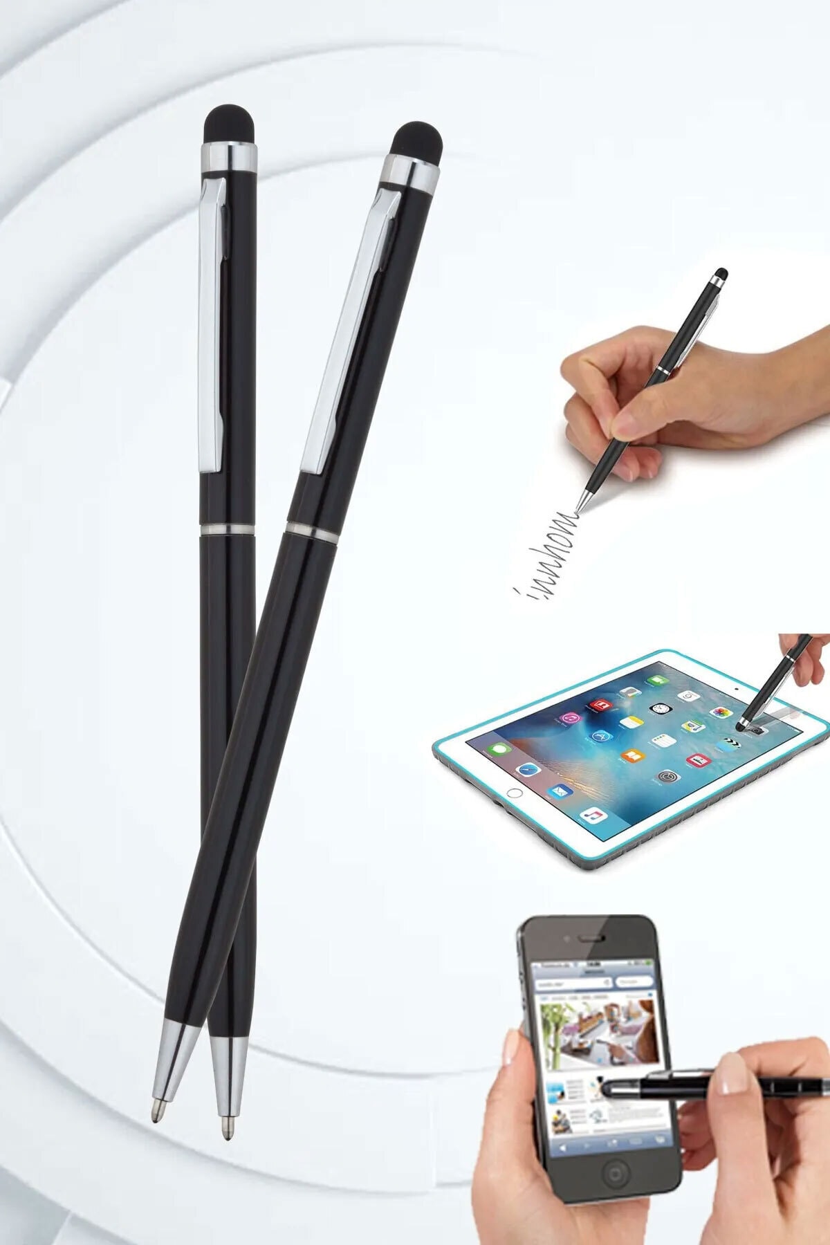 CAN TREND Tablet Telefon Kalemi Dokunmatik Metal Tükenmez Kalem Siyah ...