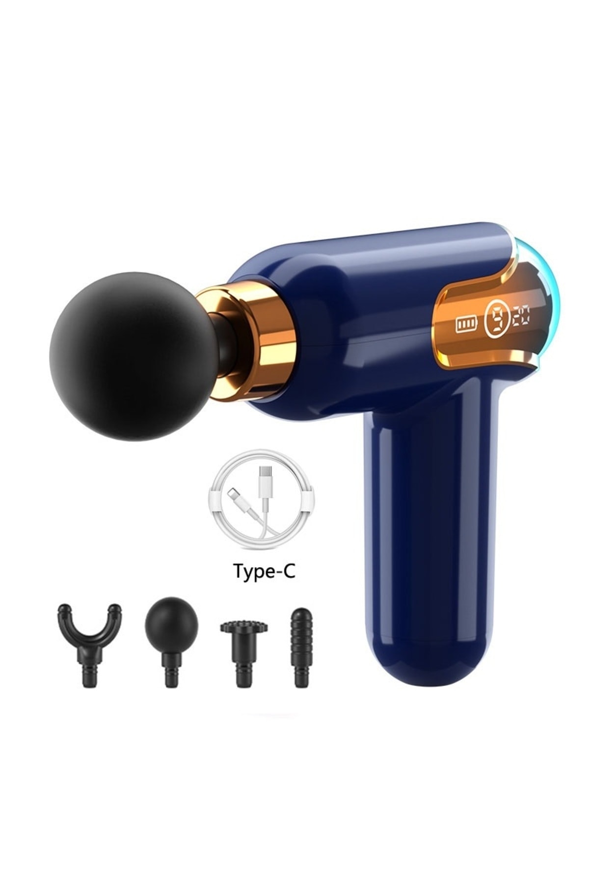 Mega Plus Lcd Dijital Ekranlı Masaj Tabancası Sporcu Masaj Aleti 4 Başlıklı Şarjlı Titreş ...