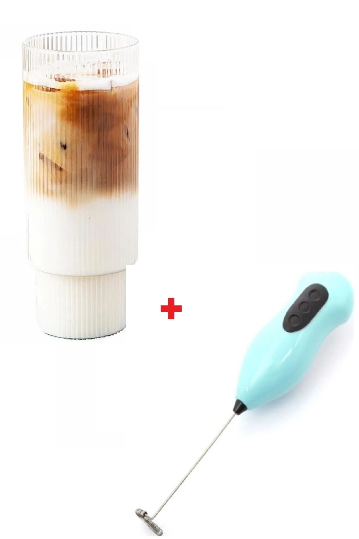 naque 2 li set Pilli Mikser Kahve Süt Karıştırıcı Köpürtücü - 350 ml ...