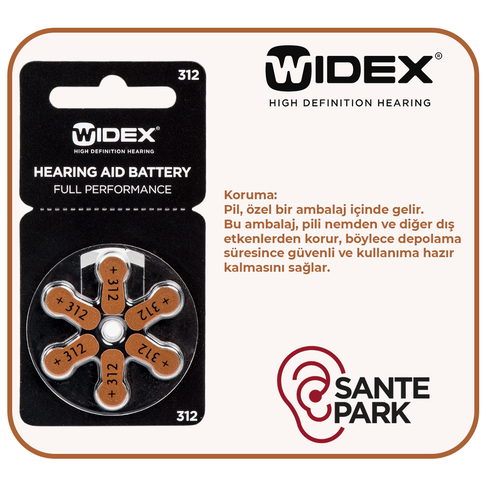 WİDEX Isitme Cihazi Pili - 10 Paket 312 Pil - Kulak Cihazi Pili ...
