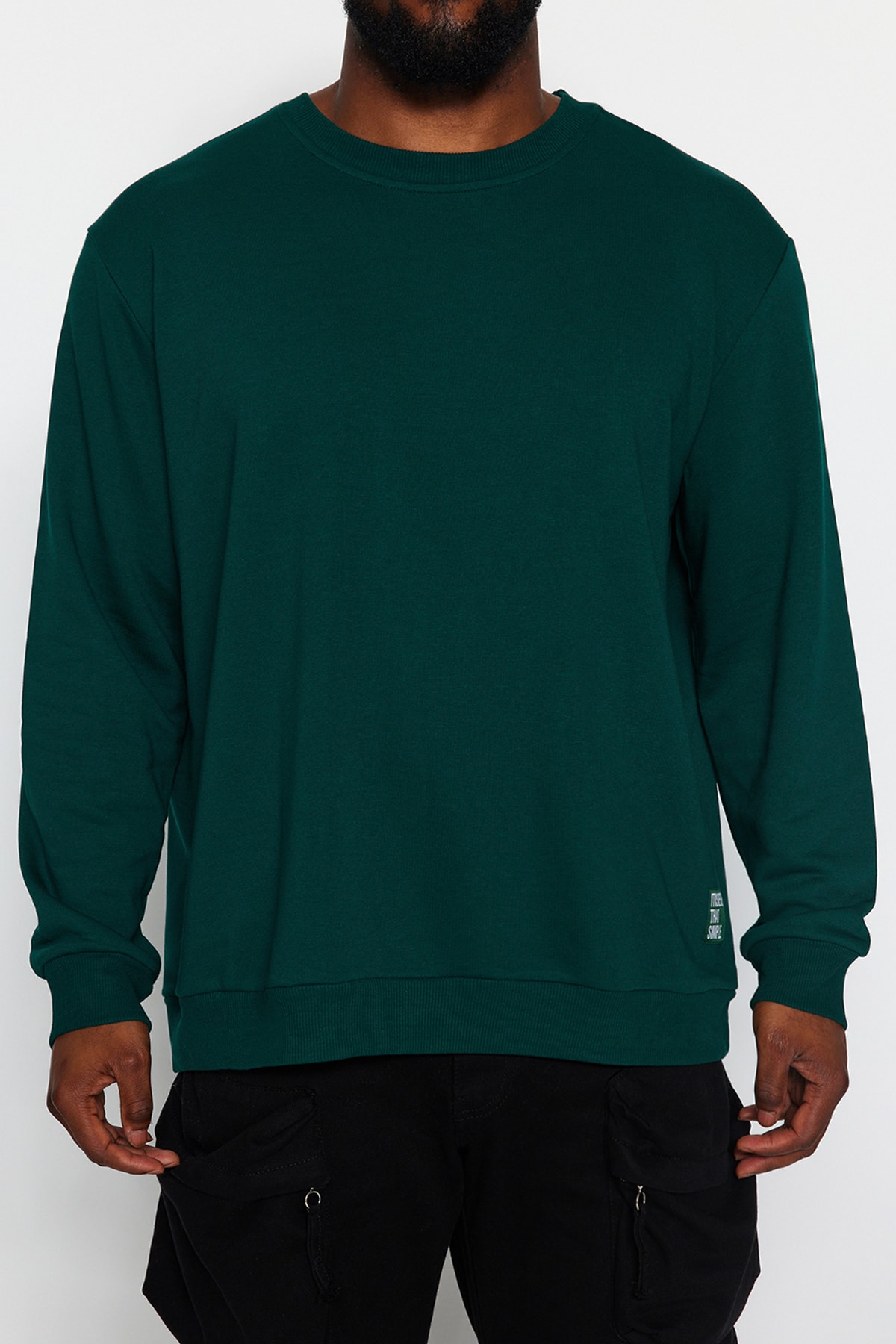 Trendyol Collection Emerald Green Large Size Labeled Sweatshirt - Crew ...