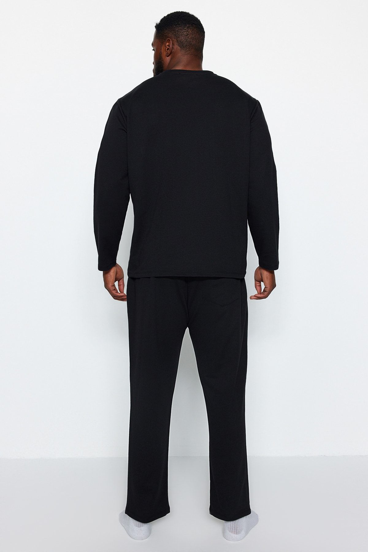 Trendyol Collection Herren Pyjama Set „black Label Detailliertes Großes