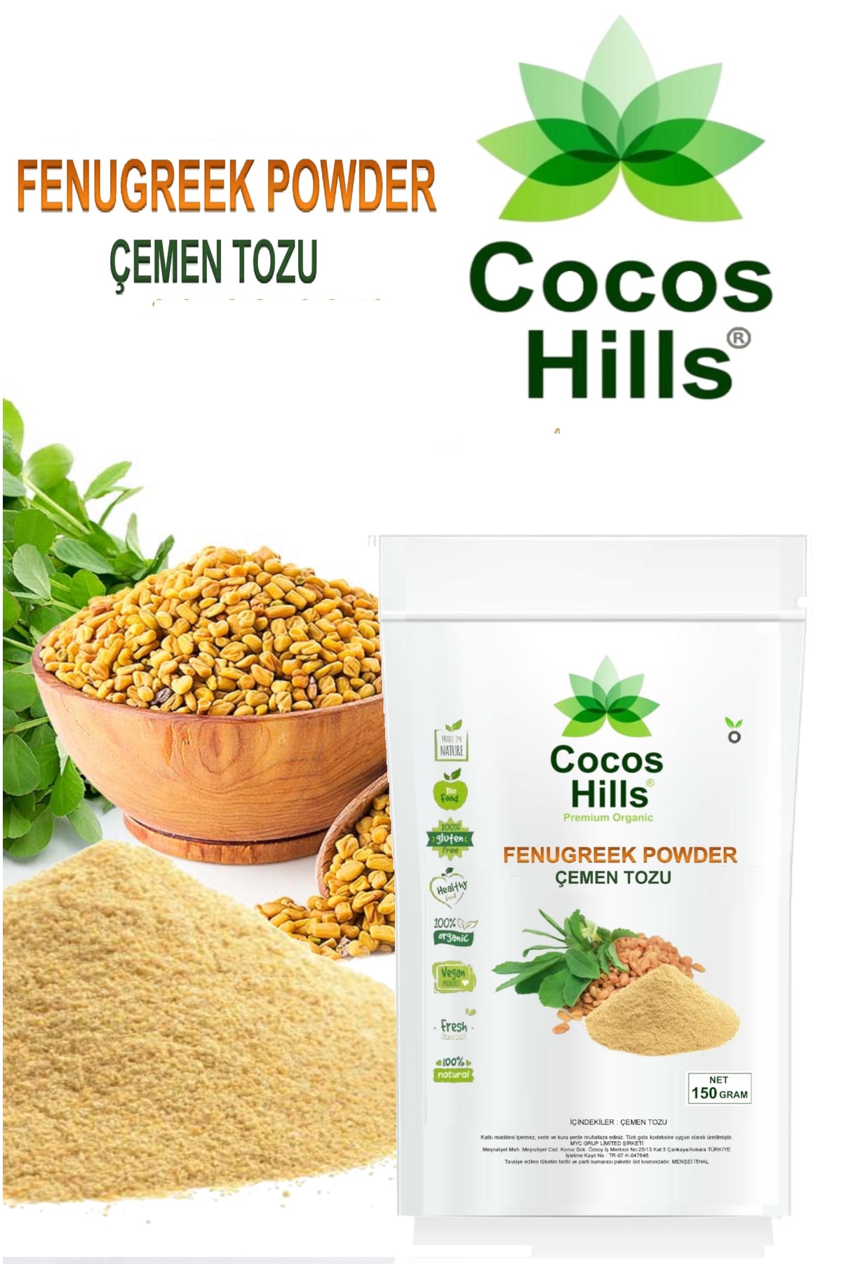 Cocos Hills Fenugreek Powder Çemen Tozu 330 gram Fiyatı, Yorumları ...