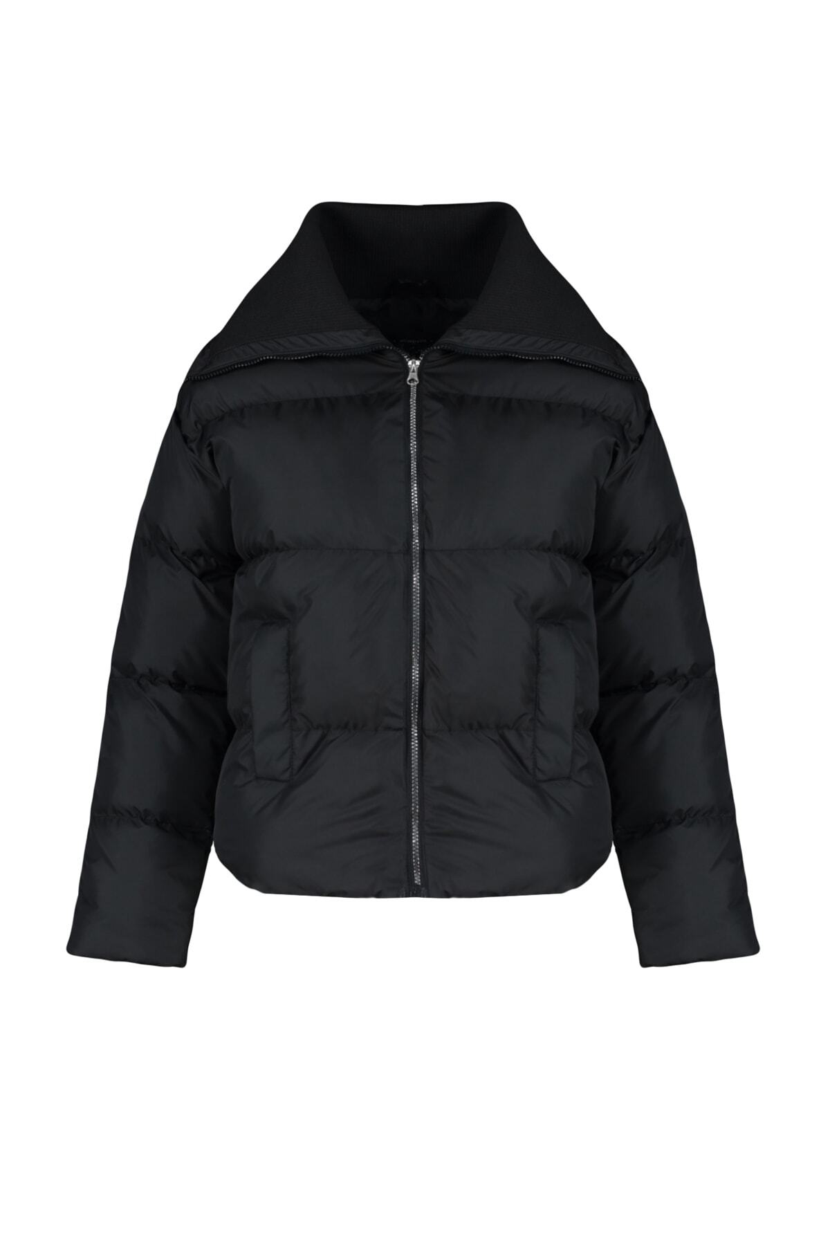 Trendyol Collection Black Rib Detailed Water Repellent Puffer Jacket ...