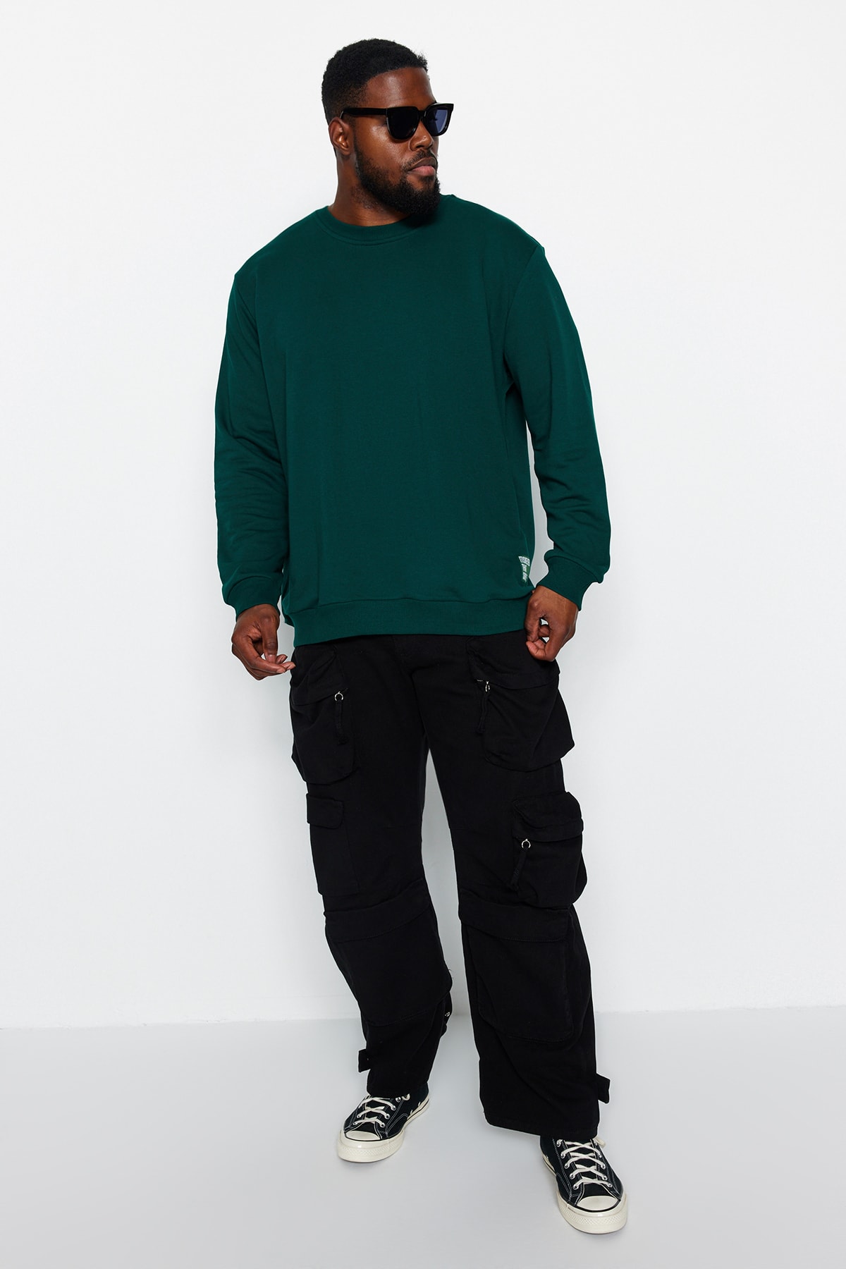 Trendyol Collection Emerald Green Large Size Labeled Sweatshirt - Crew ...