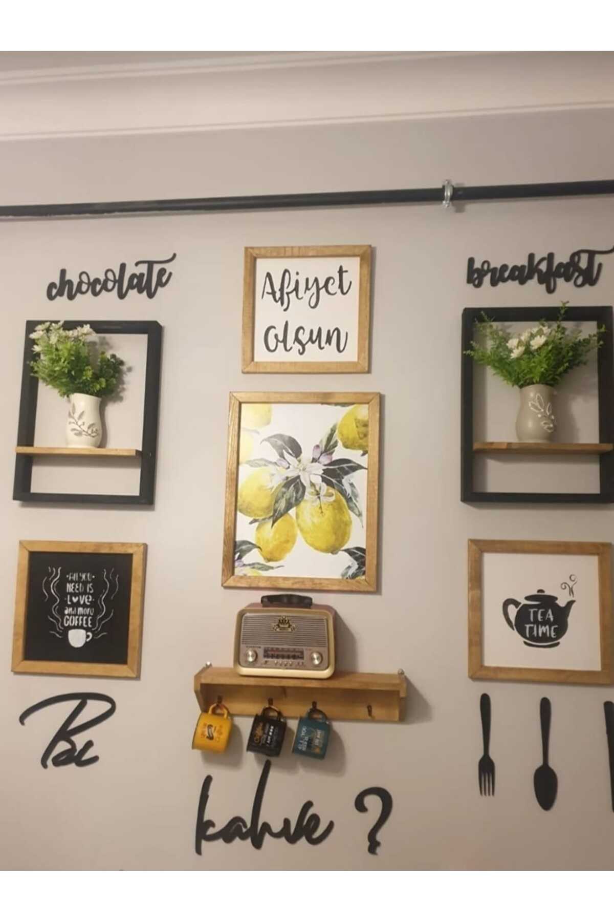 dekorodam Kahve Köşesi Ahşap mutfak Duvar Dekoru Tablo Terek Seti - Fiyatı, Yorumları