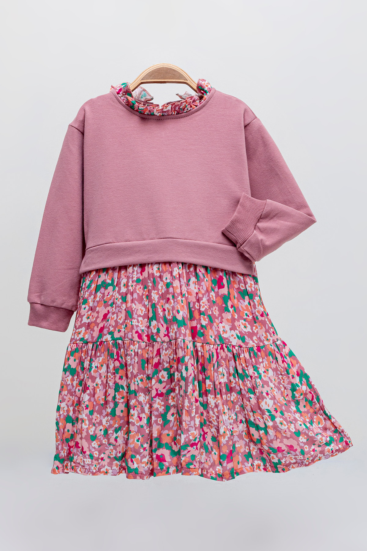 Tuffy Kids KIZ ÇOCUK ETEĞİ ÇİÇEKLİ YAKA DETAYLI ELBİSE 2-5 YAŞ Fiyatı ...