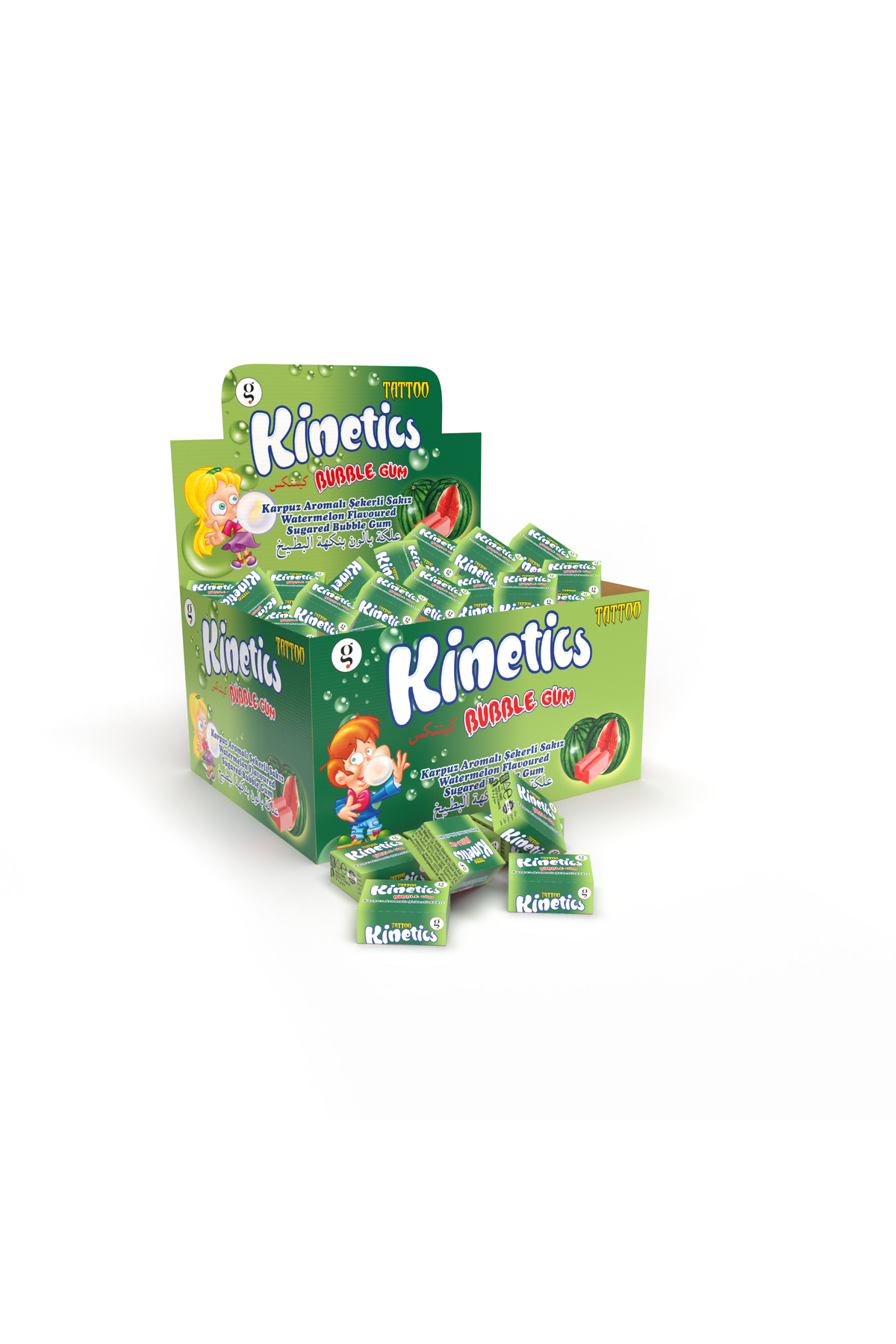 kinetics BUBBLE GUM TEKLİ SAKIZ TATTOLU KARPUZ (3.5G) ŞEKERLİ SAKIZ ...