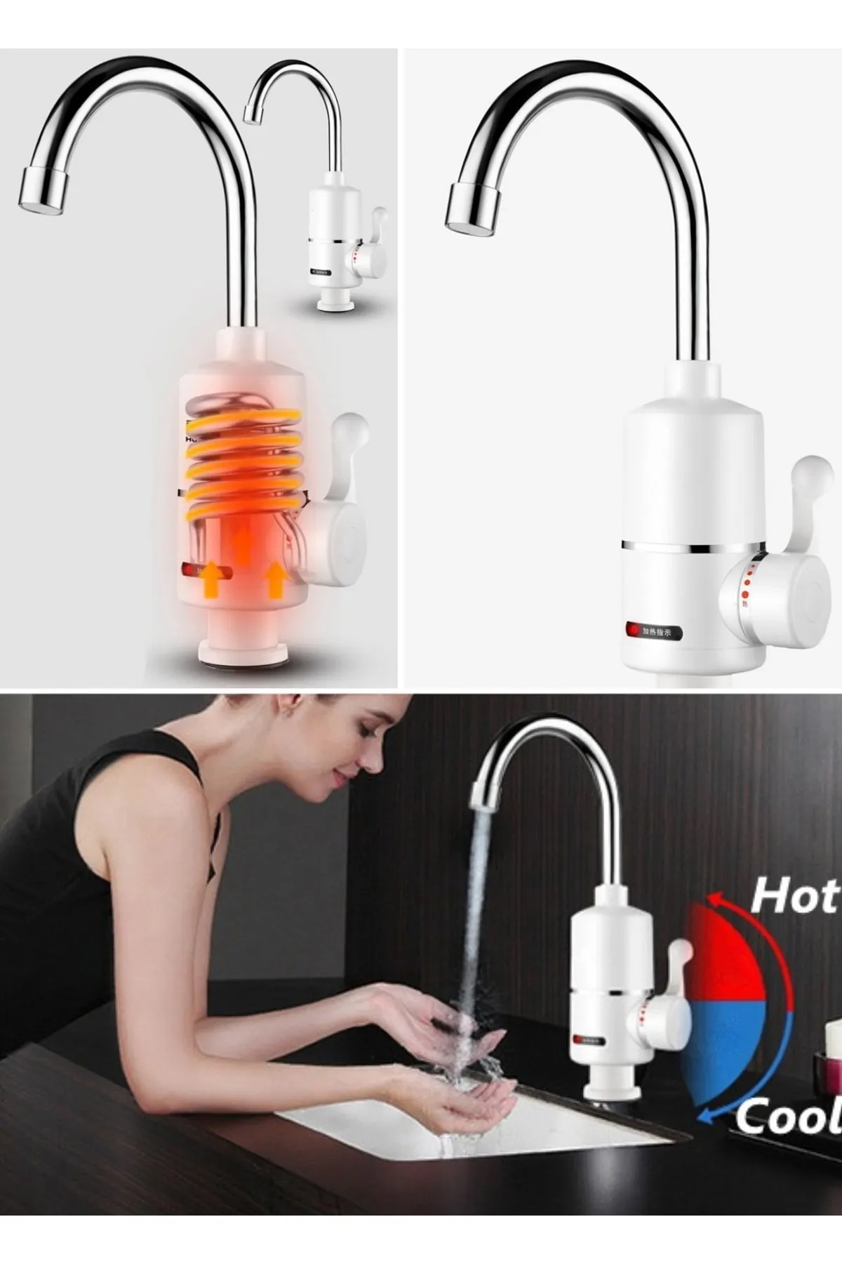 SENTK Elektrikli Anlık Su Isıtıcı Duş Banyo Mutfak Musluk Karavan ...