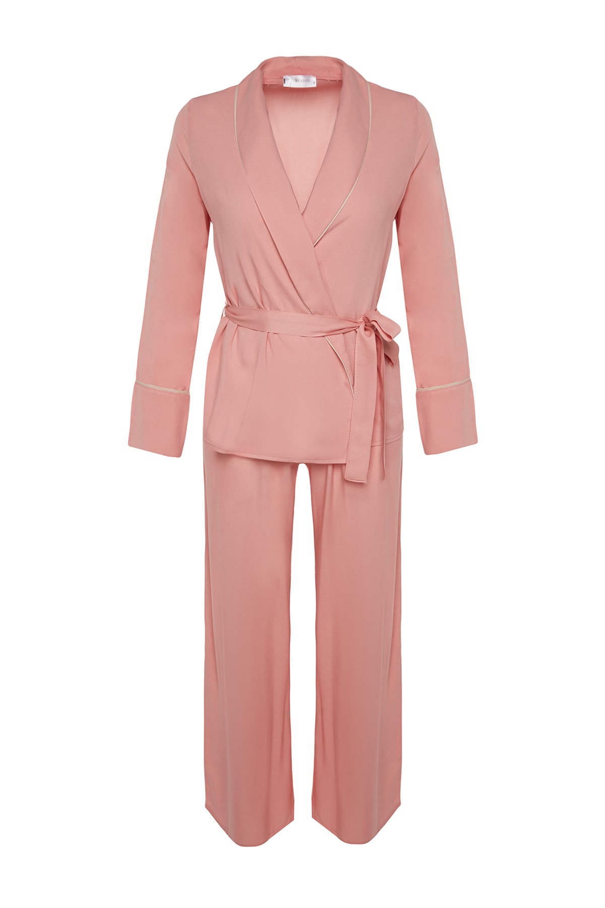 Trendyol Collection Double Breasted Cut Viscose Pajamas Set - Powder ...