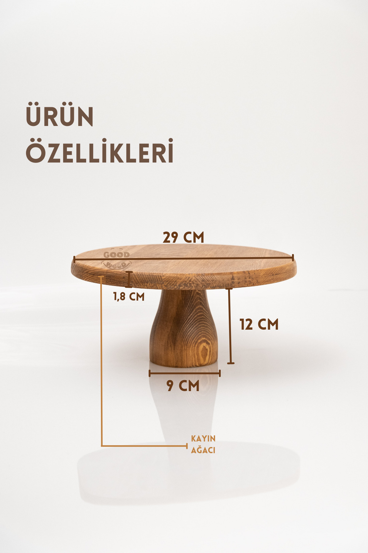 kitchen trend Justwood 2 Li Risus&lucca Top Ayaklı 29 Cm Ve 29 Ahşap Yuvarlak Pasta Sunum Servis ...