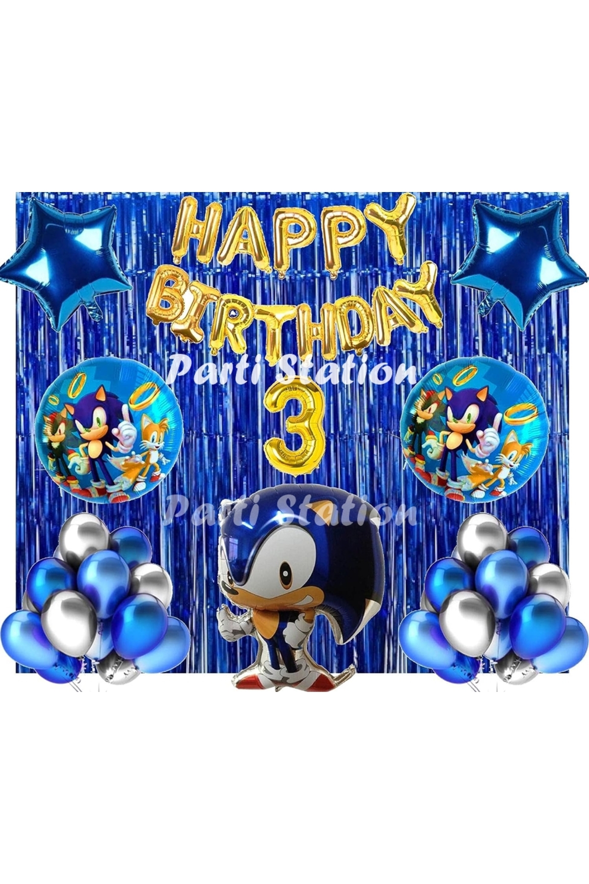 Parti Station Lacivert Tilki Sonic Boom Konsept 3 Yaş Balon Set Sonic ...