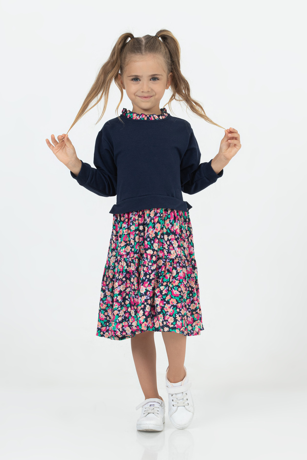 Tuffy Kids KIZ ÇOCUK ETEĞİ ÇİÇEKLİ YAKA DETAYLI ELBİSE 2-5 YAŞ - Fiyatı ...