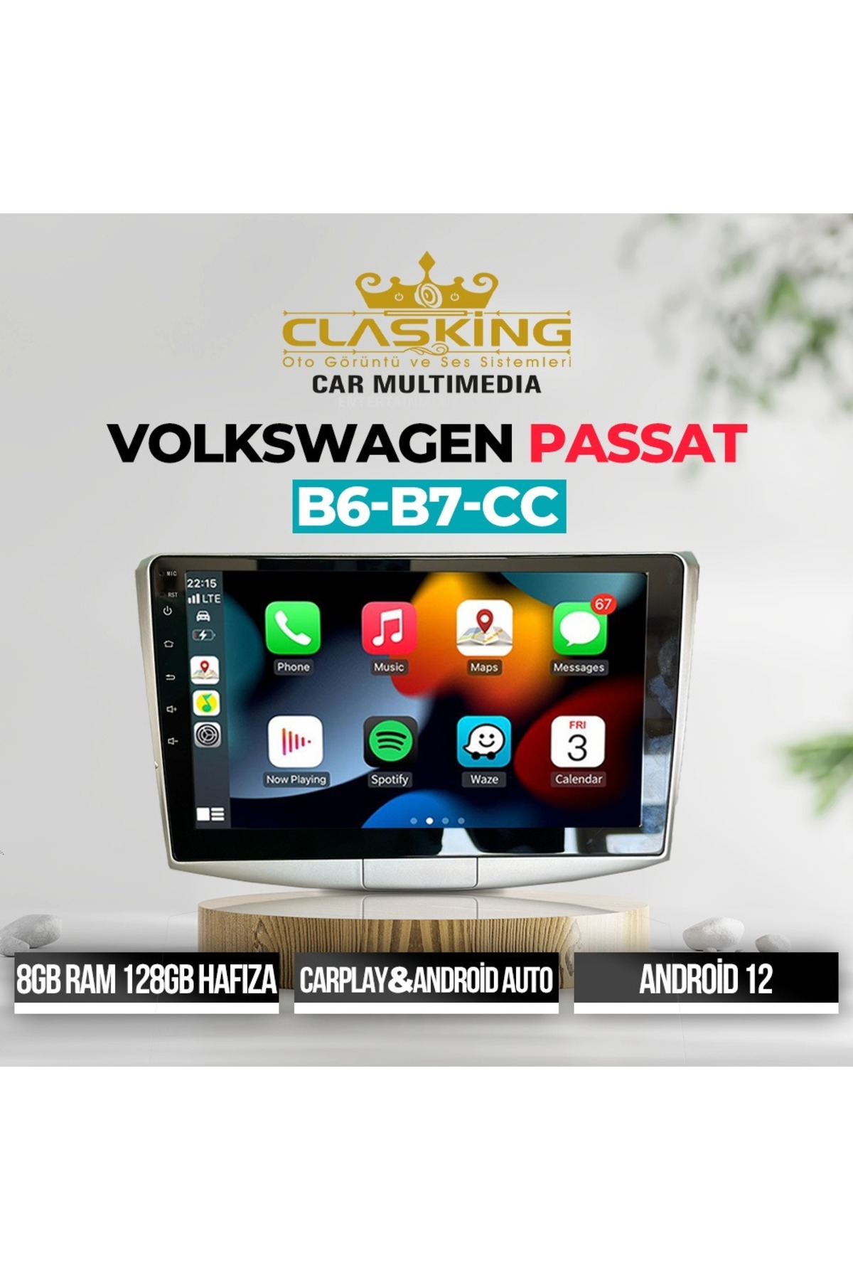ClasKing Volkswagen Passat B6-b7-cc 8 Gb Ram Uyumlu 128 Gb Hafıza Androıd Multımedıa Teyp CKS363 ...