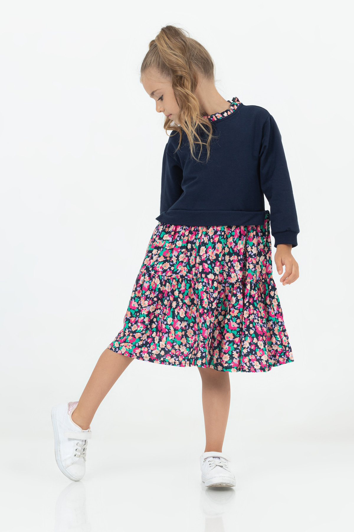 Tuffy Kids KIZ ÇOCUK ETEĞİ ÇİÇEKLİ YAKA DETAYLI ELBİSE 2-5 YAŞ - Fiyatı ...